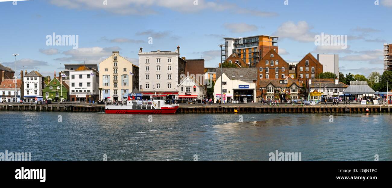 Poole, Dorset, England - June 2021: Panoramic view of the waterfront in ...
