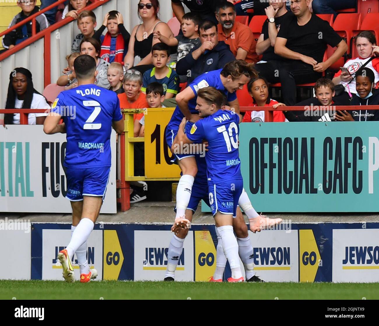 Cheltenham Town's Matty Blair celebrates with his team mates after ...