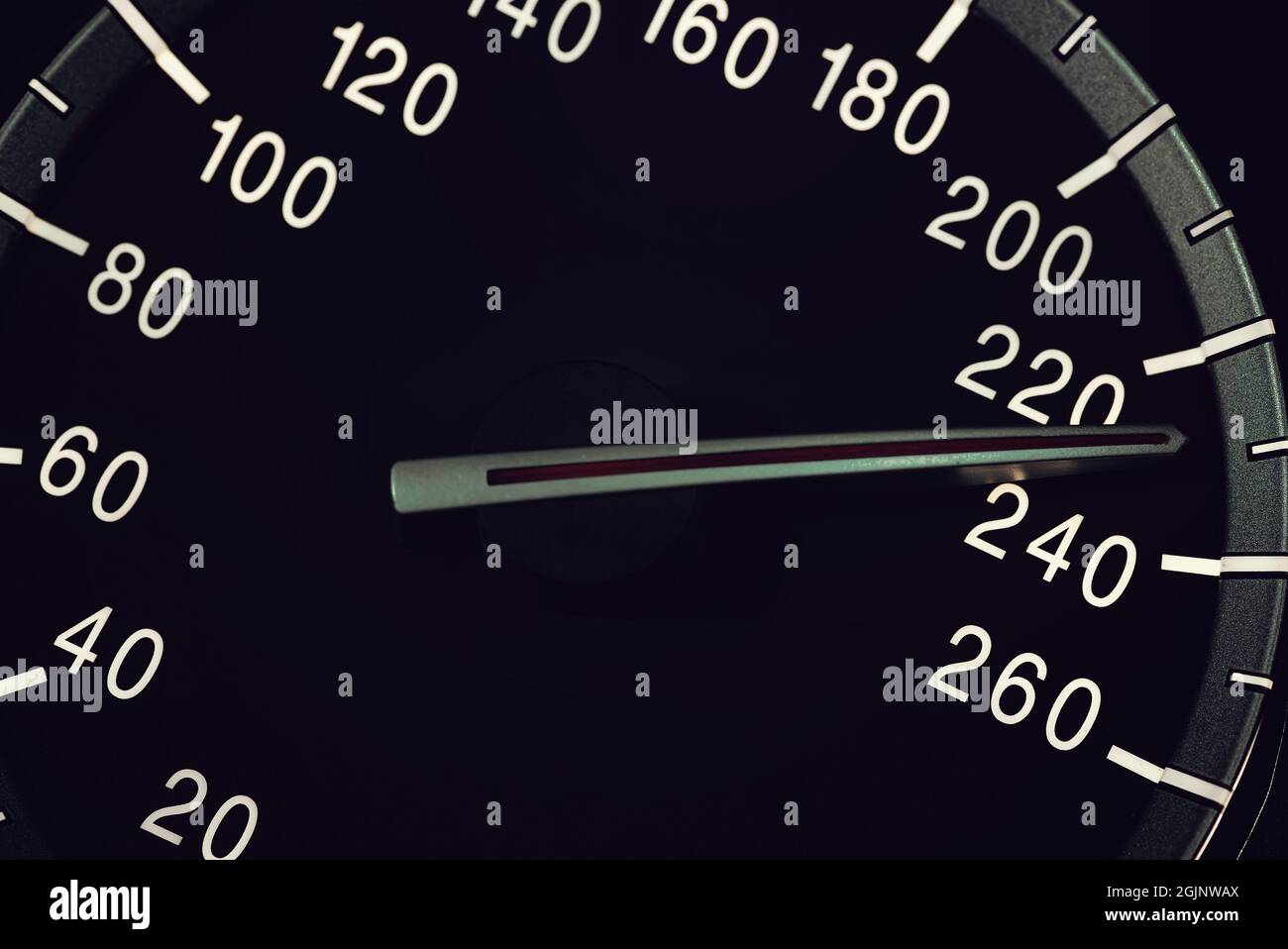 Detail of needle of odometer or speedometer of a car with high speed ...