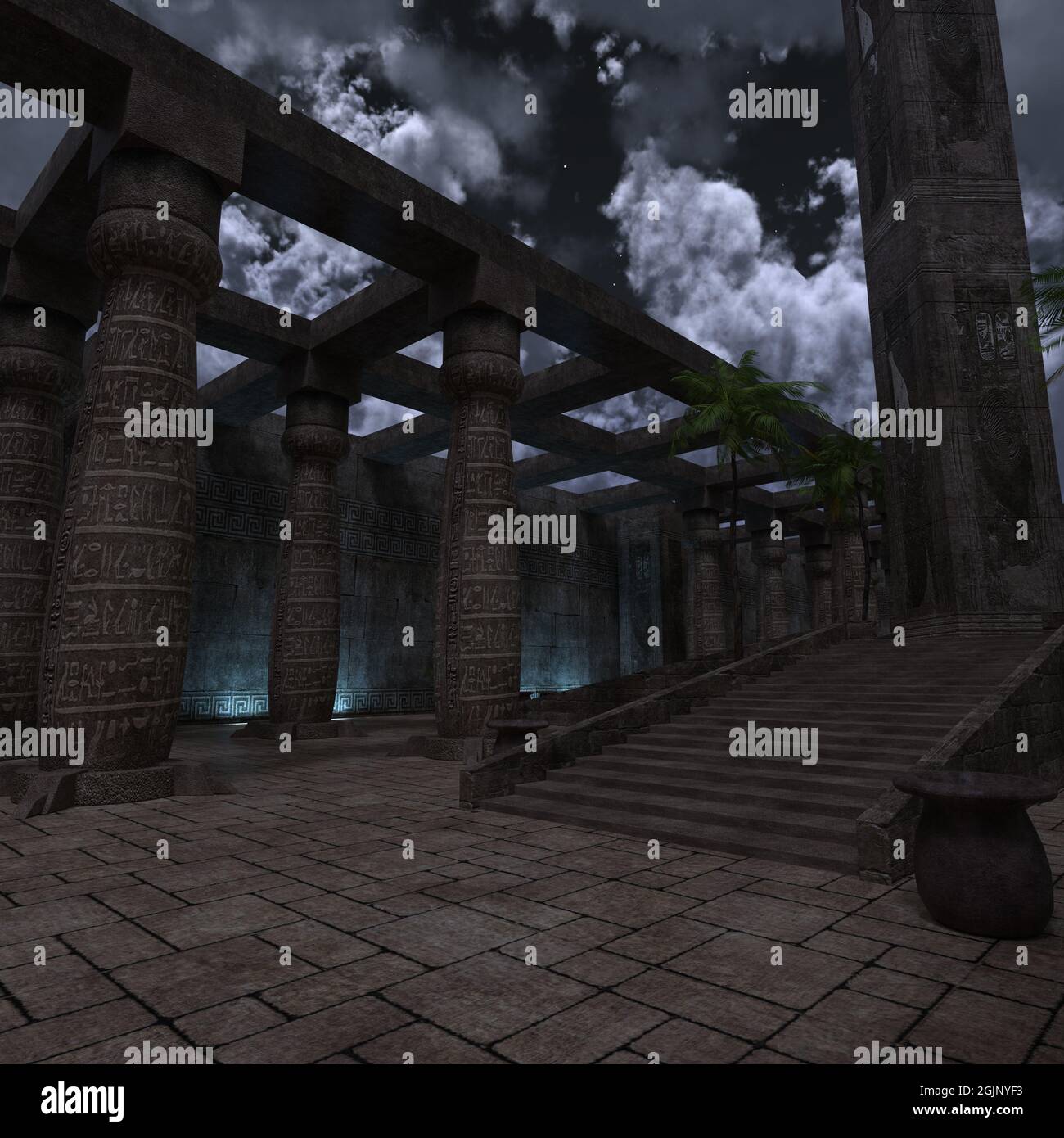 3d-illustration of ancient fantasy temple catacombs background Stock ...