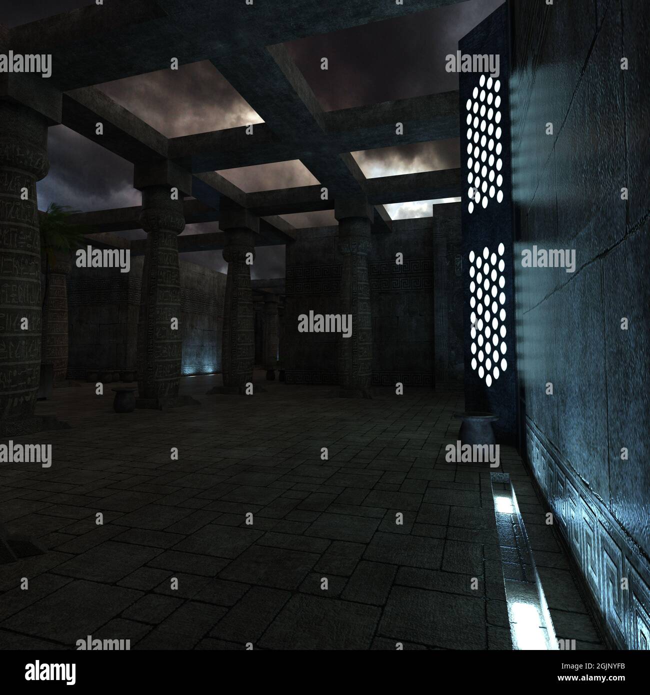 3d-illustration of ancient fantasy temple catacombs background Stock ...