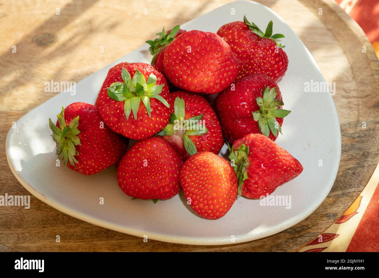 New harvest of fresh ripe sweet red strawberry in Provence, France ...
