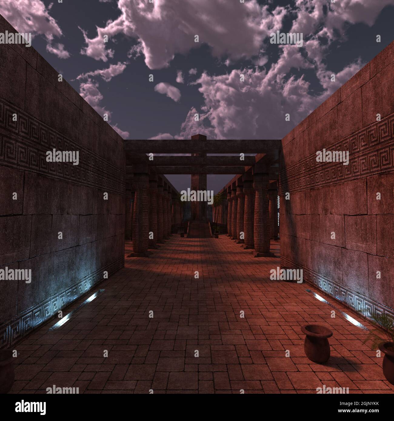 3d-illustration of ancient fantasy temple catacombs background Stock ...