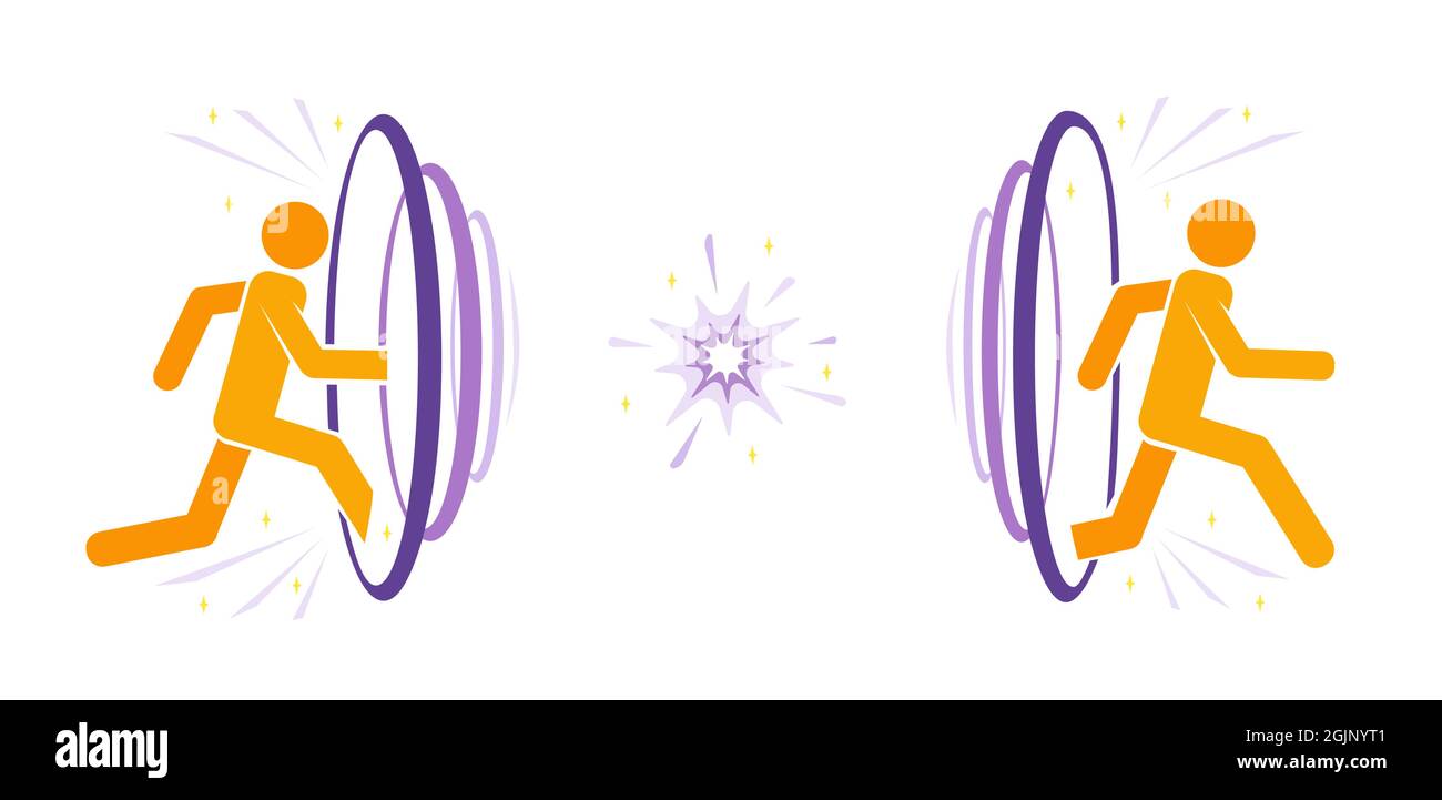 Vector Illustration of a journey through time. Portal or time machine ...