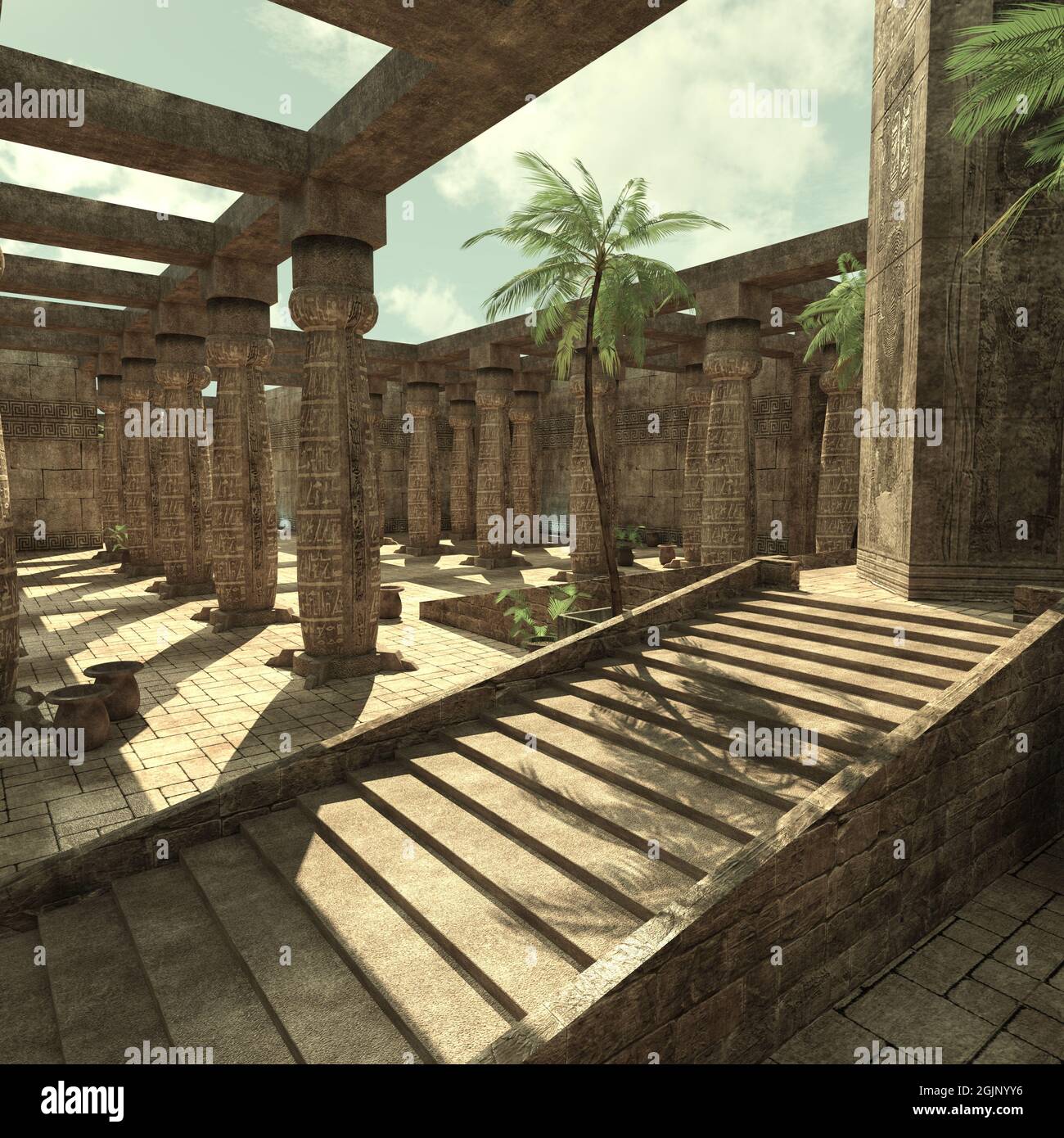 3d-illustration of ancient fantasy temple catacombs background Stock ...