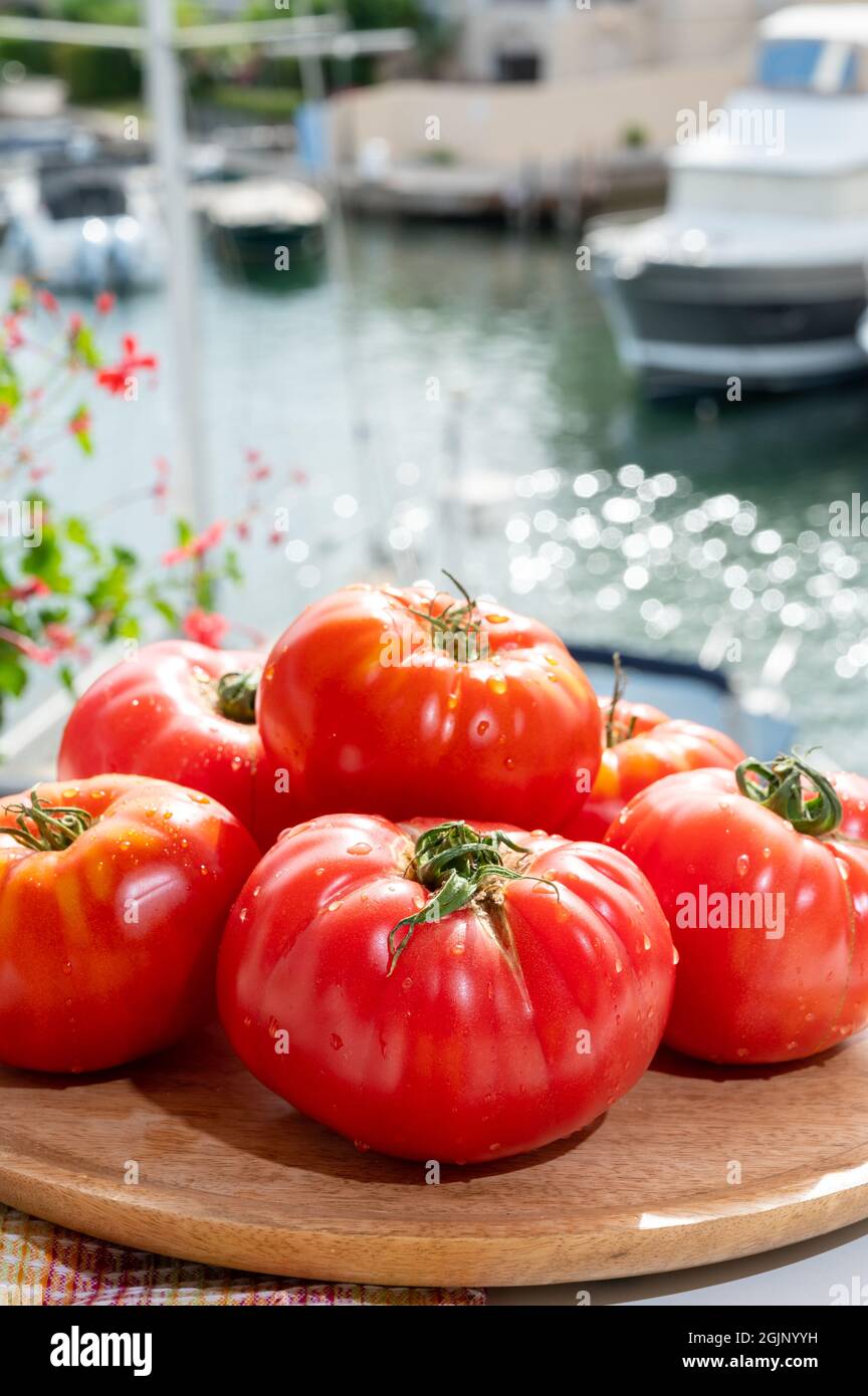 Tasty big ripe french tomatoes from Provence ready to eat in healthy ...