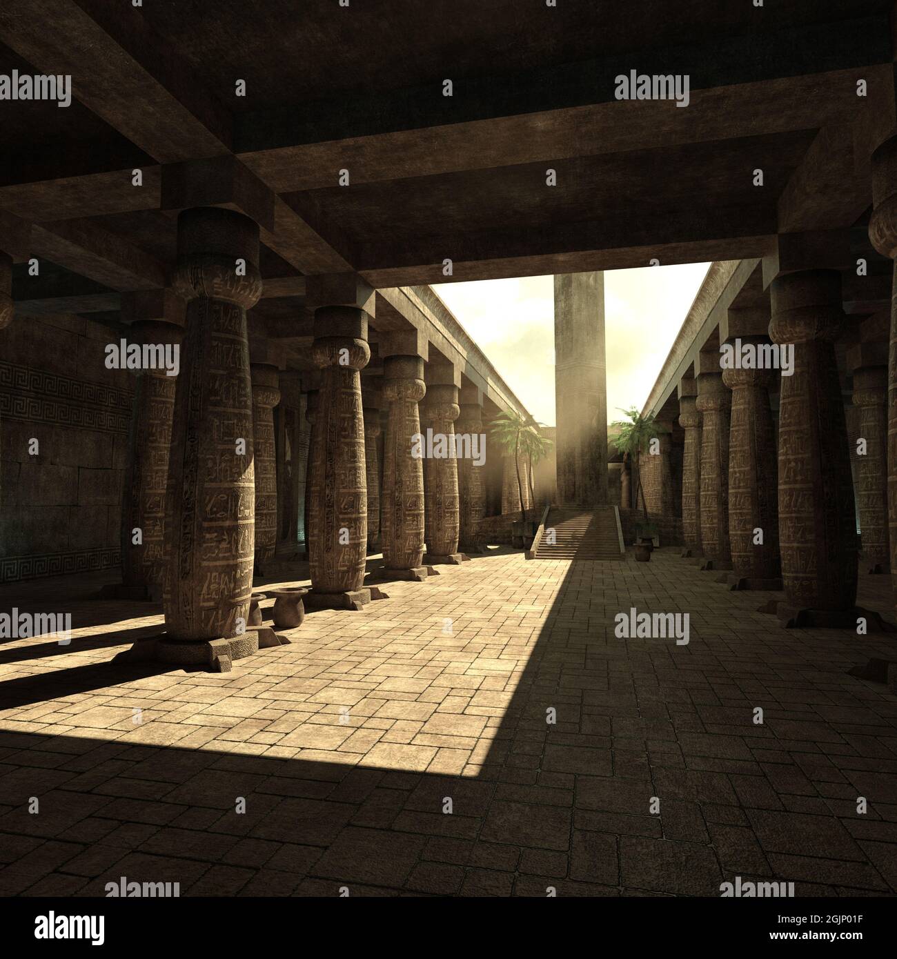 3d-illustration of ancient fantasy temple catacombs background Stock ...