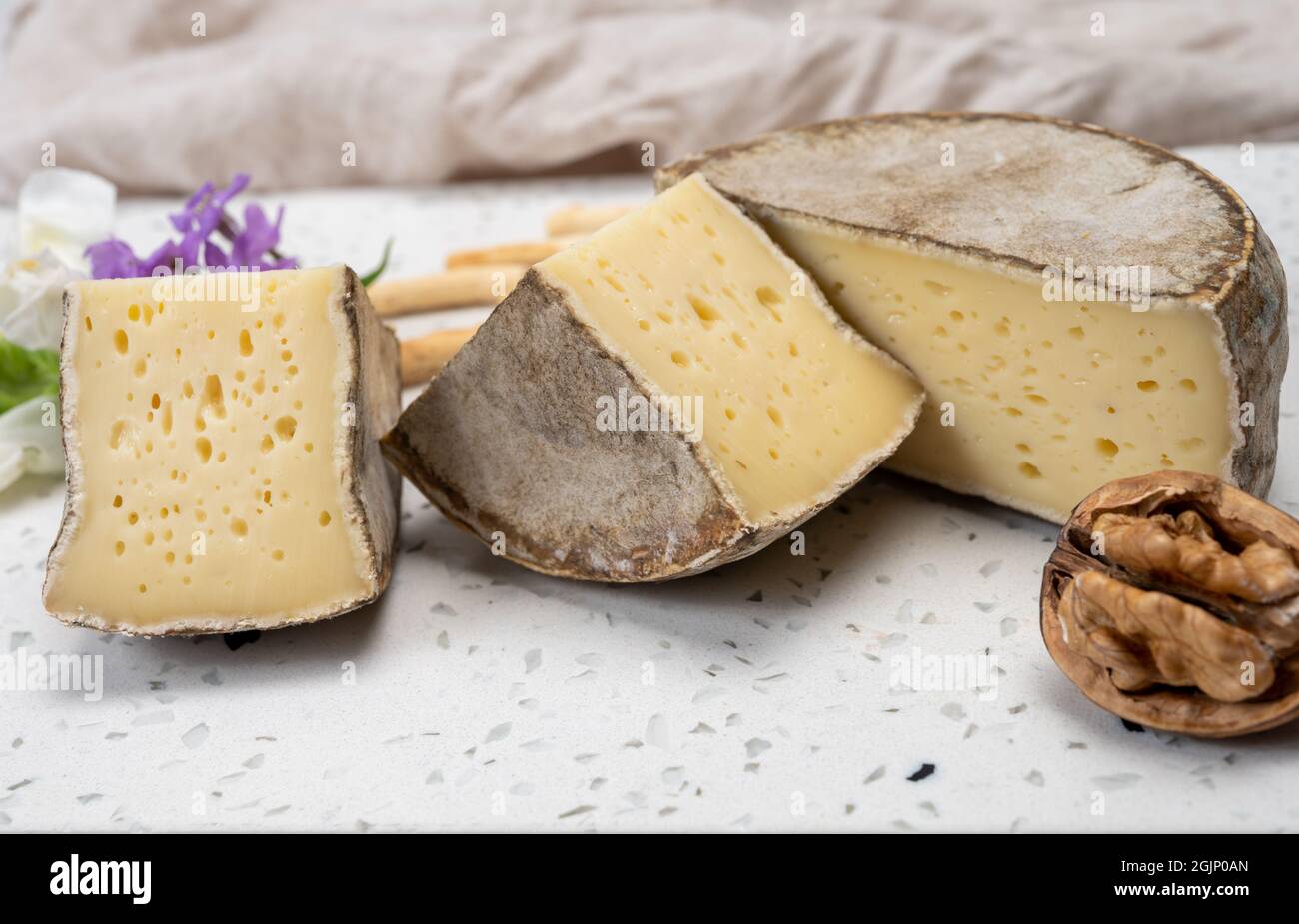 Cheese collection, matured cow cheese with mold tommette de savoie from ...
