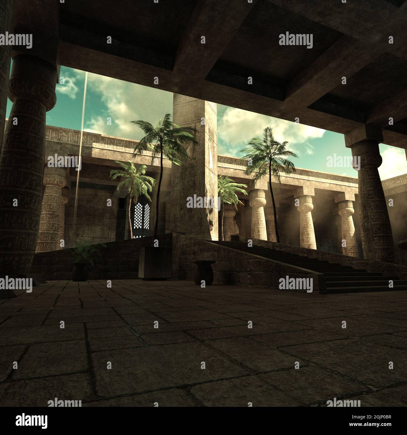 3d-illustration of ancient fantasy temple catacombs background Stock ...