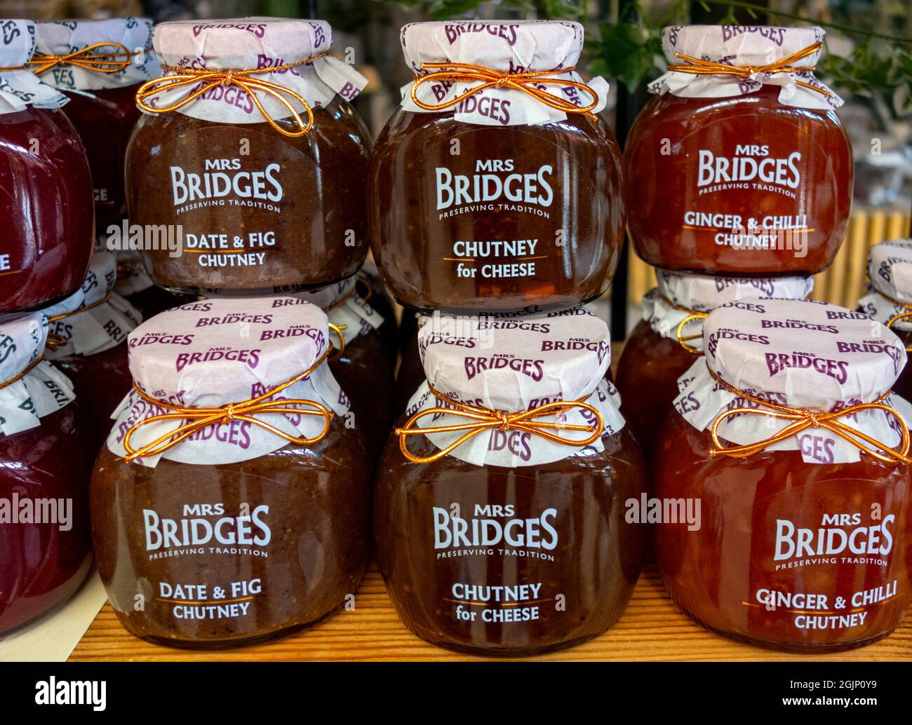 Mrs. Bridges jars of Chutney Stock Photo - Alamy