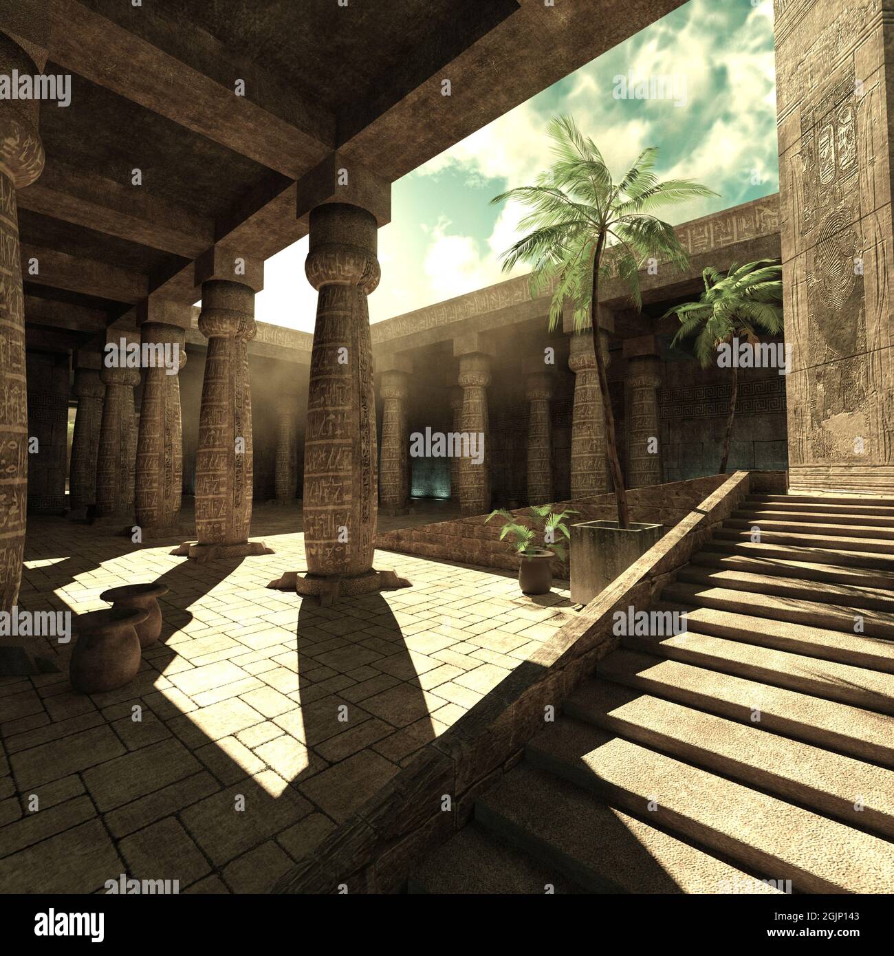 3d-illustration of ancient fantasy temple catacombs background Stock ...