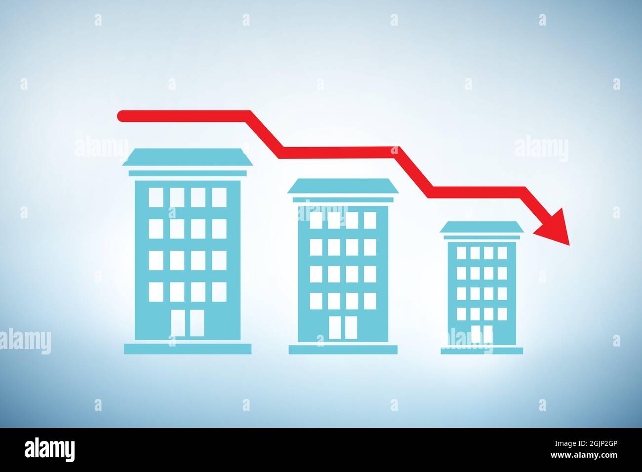 Property market bubble illustration with houses and the chart Stock ...