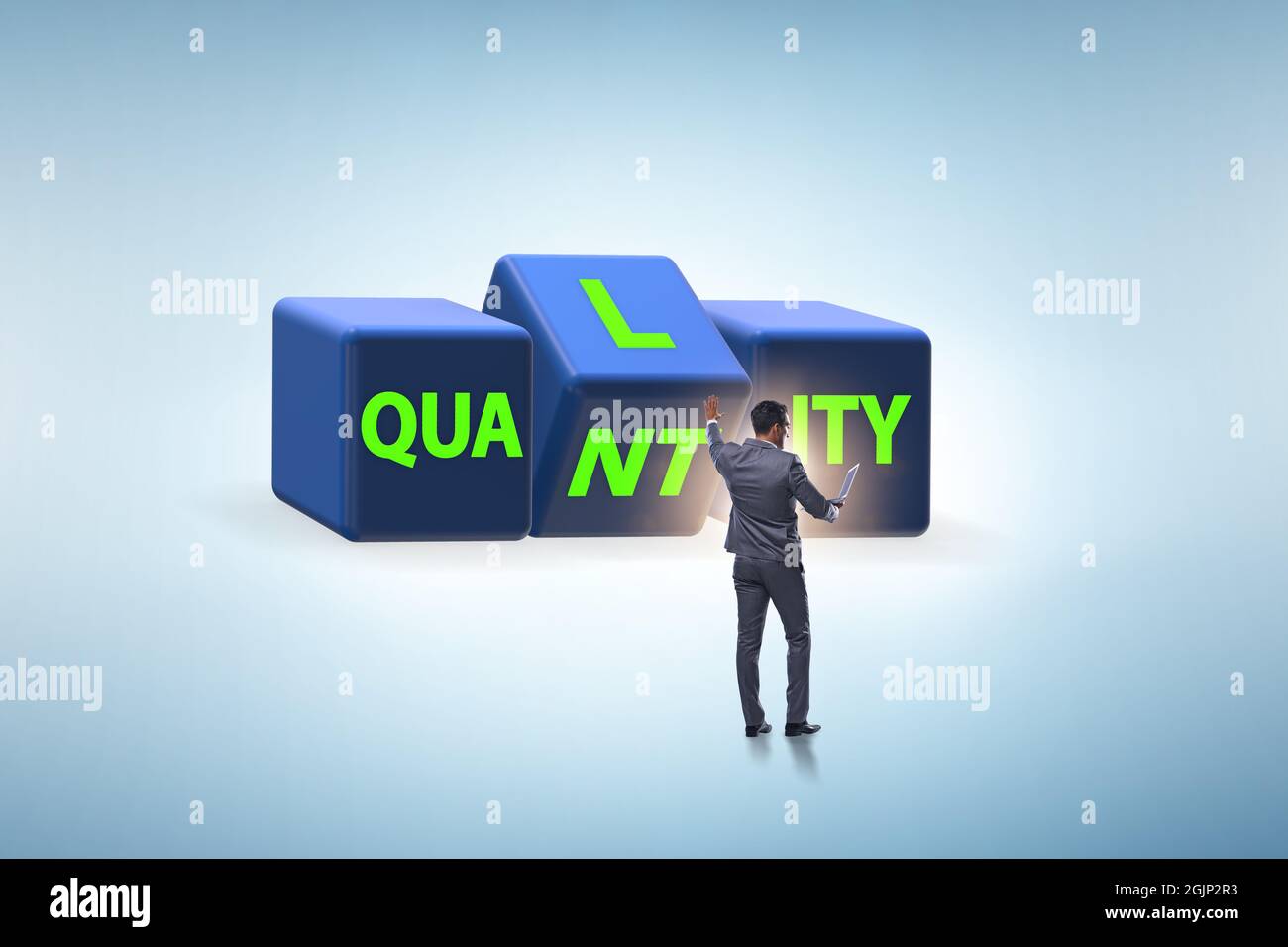 Dilemma of the quantity versus quality Stock Photo - Alamy