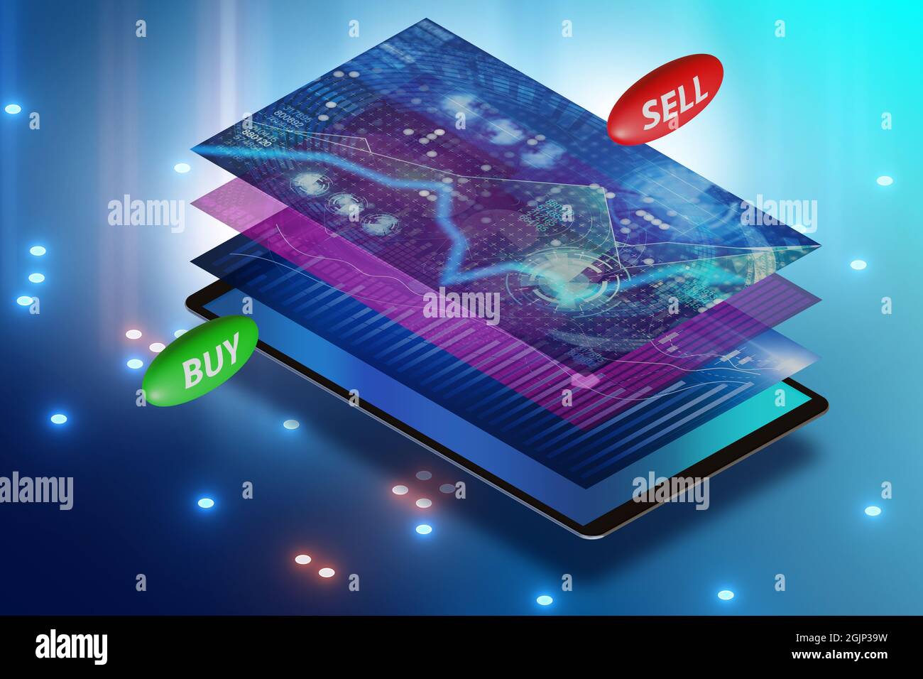 Online trading concept with charts - 3d rendering Stock Photo - Alamy
