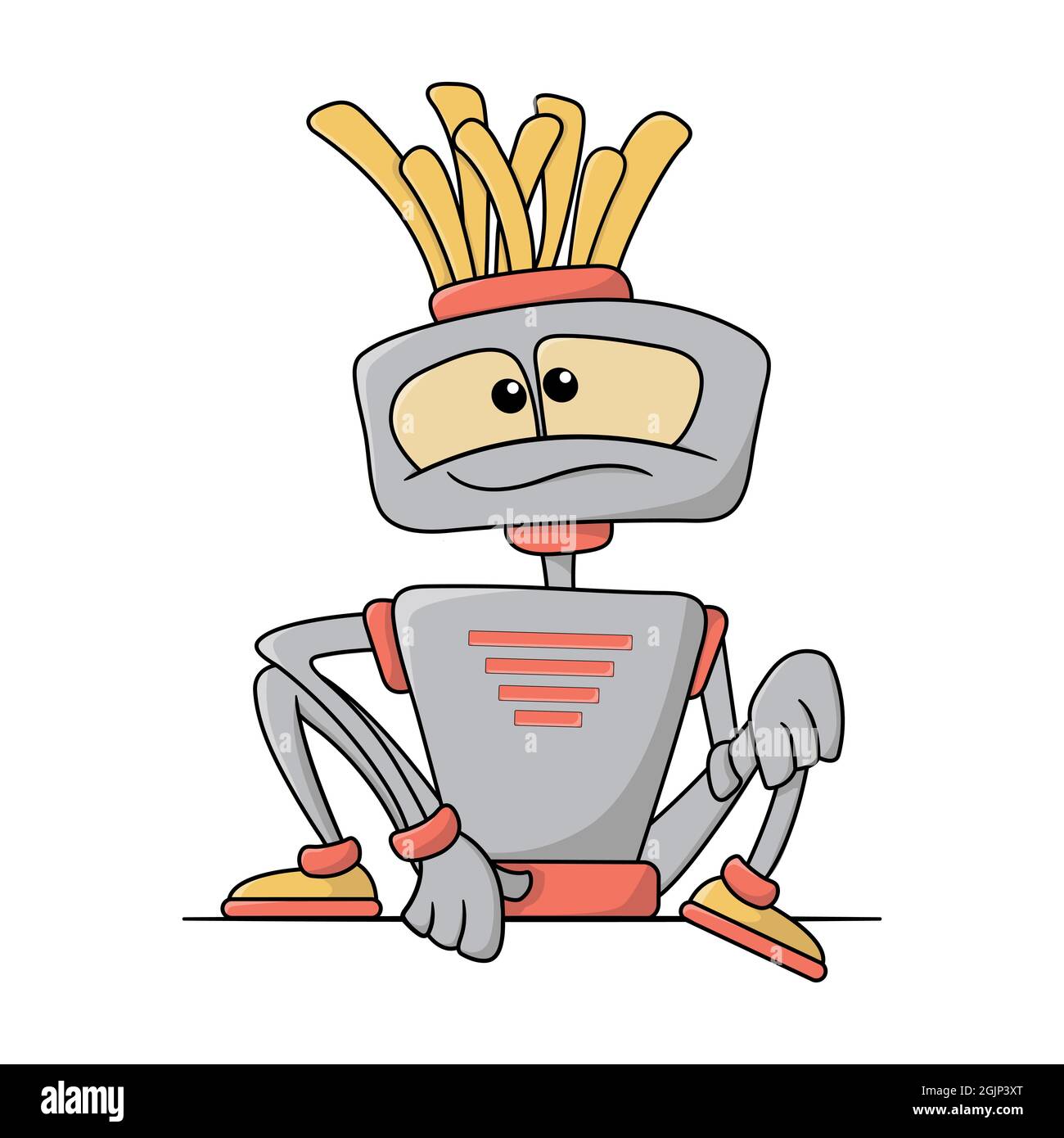 Funny cartoon robot. Hand drawn toy illustration Stock Vector Image ...