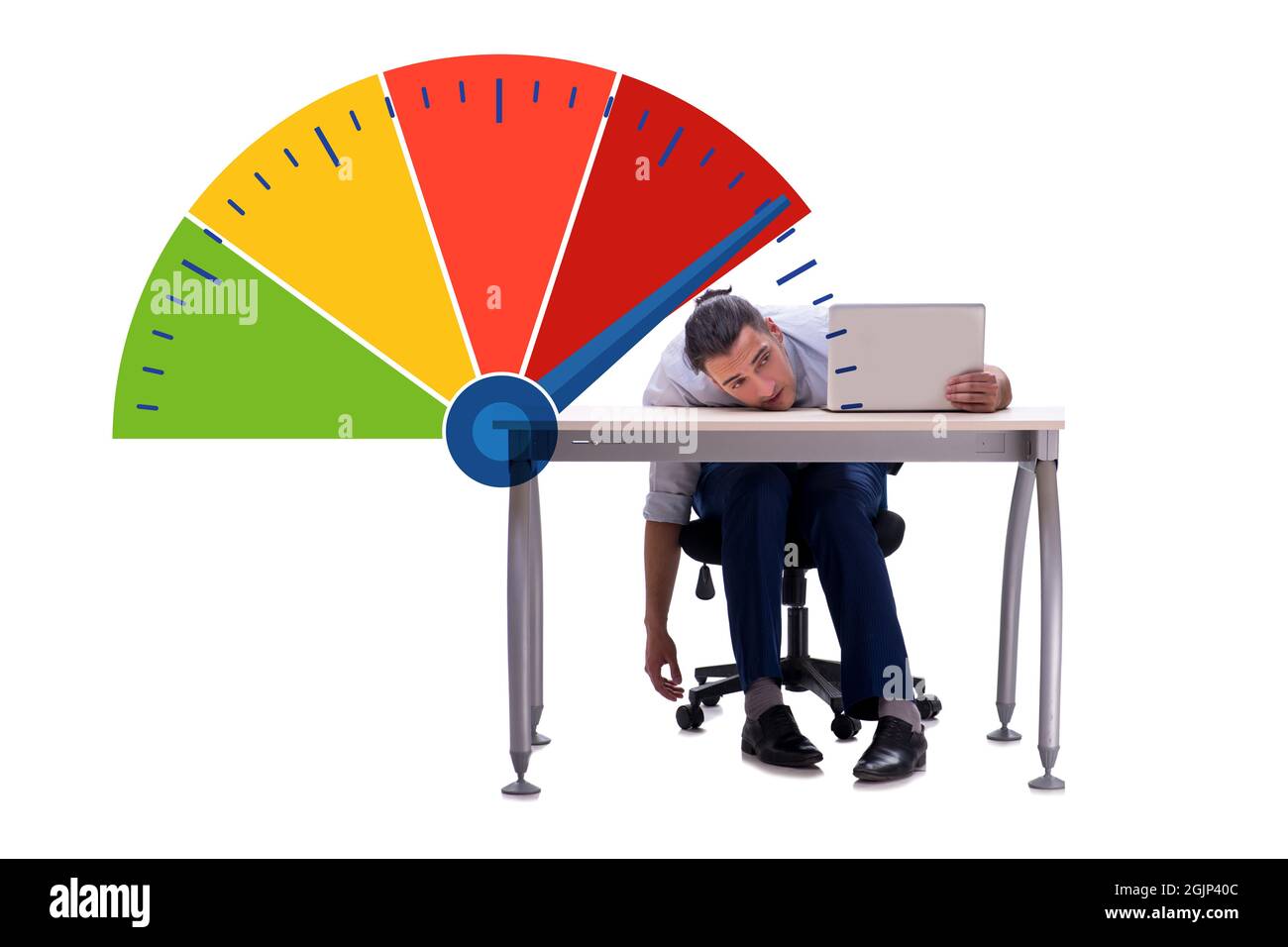 Depressed businessman sitting computer tired Cut Out Stock Images ...