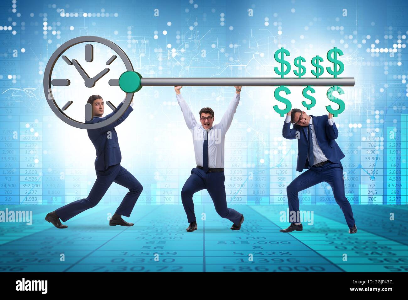Time is money concept with the businessman and key Stock Photo - Alamy