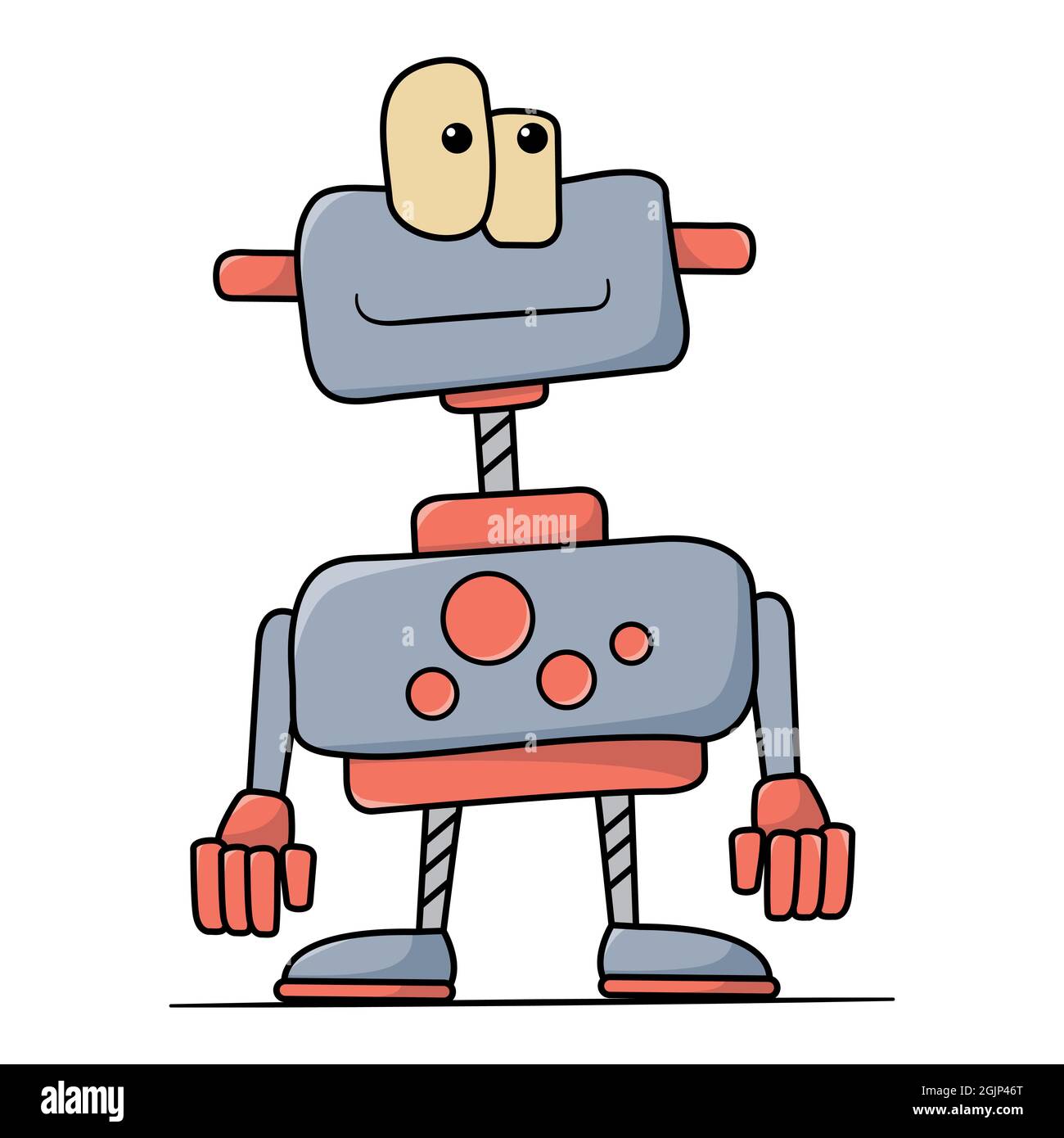 Funny cartoon robot. Hand drawn toy illustration Stock Vector Image ...