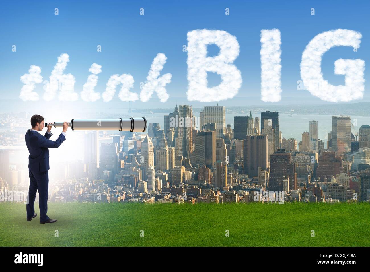 Think big concept with the businessman Stock Photo - Alamy
