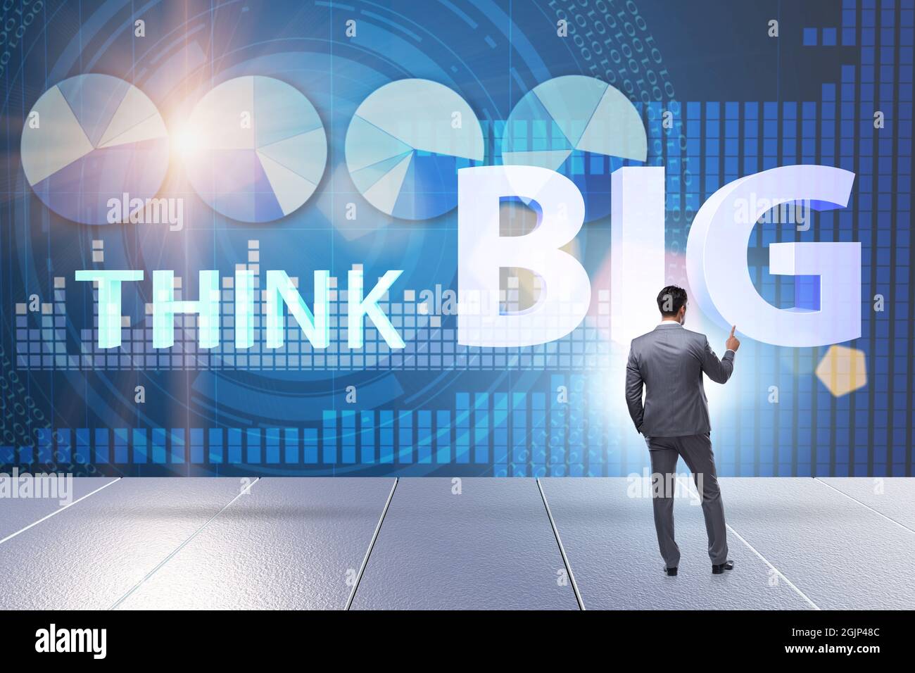 Think big concept with the businessman Stock Photo - Alamy