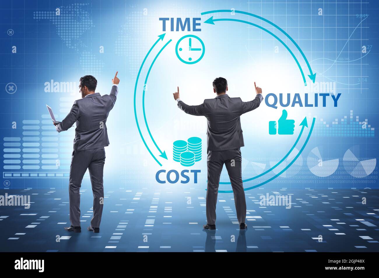 Concept of efficiency with cost time and the quality Stock Photo - Alamy