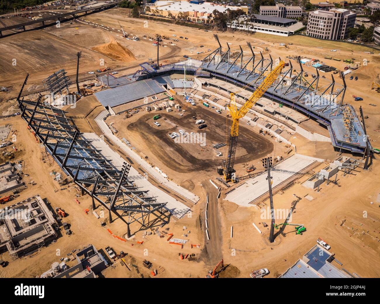 Aerial view of stadium construction site Stock Photo - Alamy