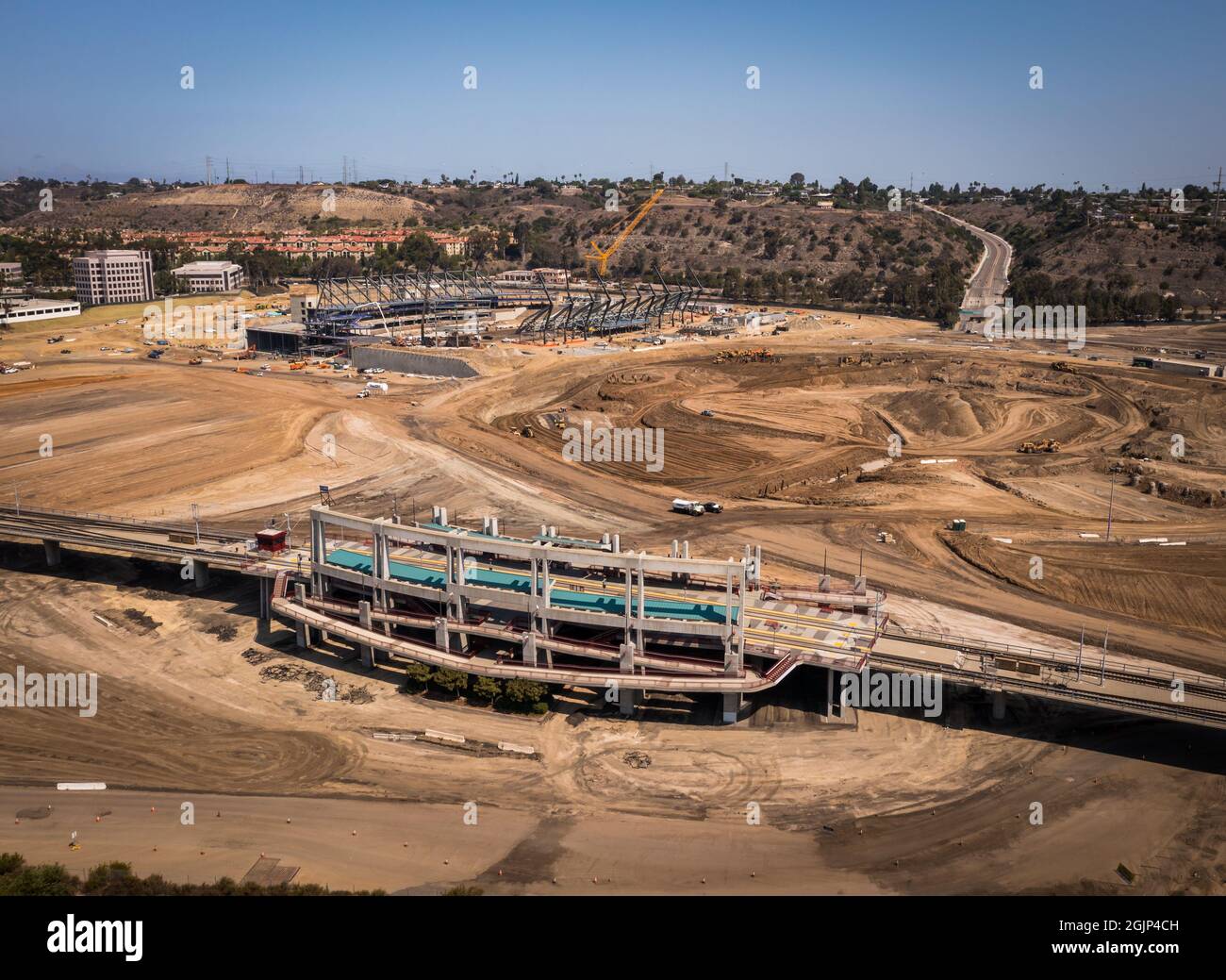 Trolley Station in San Diego at new stadium construction site Stock ...