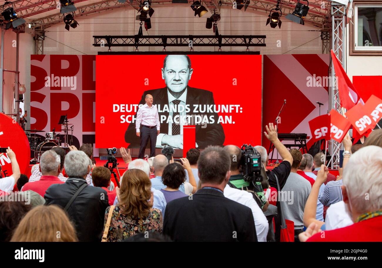 Worms, Germany. 11th Sep, 2021. Olaf Scholz, candidate for chancellor ...