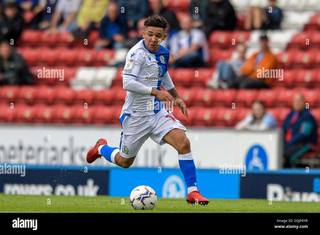 Tyrhys Dolan #10 of Blackburn Rovers runs forward with the ball Stock ...