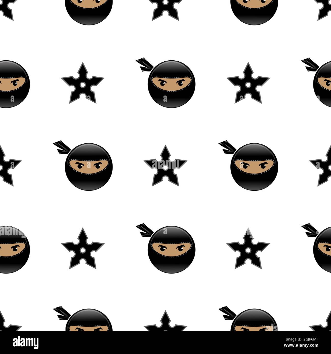Cartoon Ninja Face Icon Isolated on White Background. Warrior Logo ...