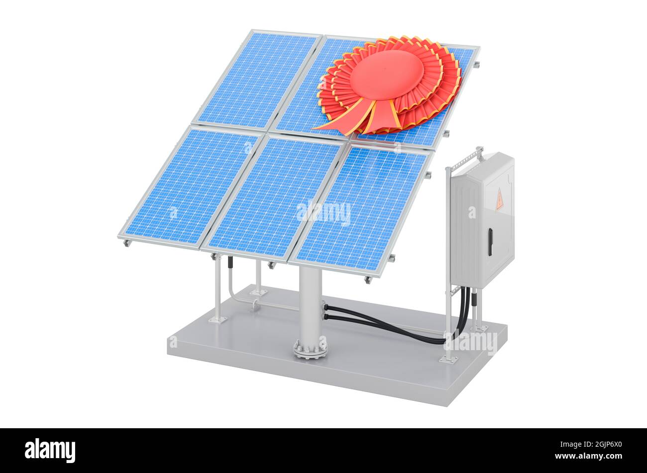 Solar panel with best choice badge, 3D rendering isolated on white ...