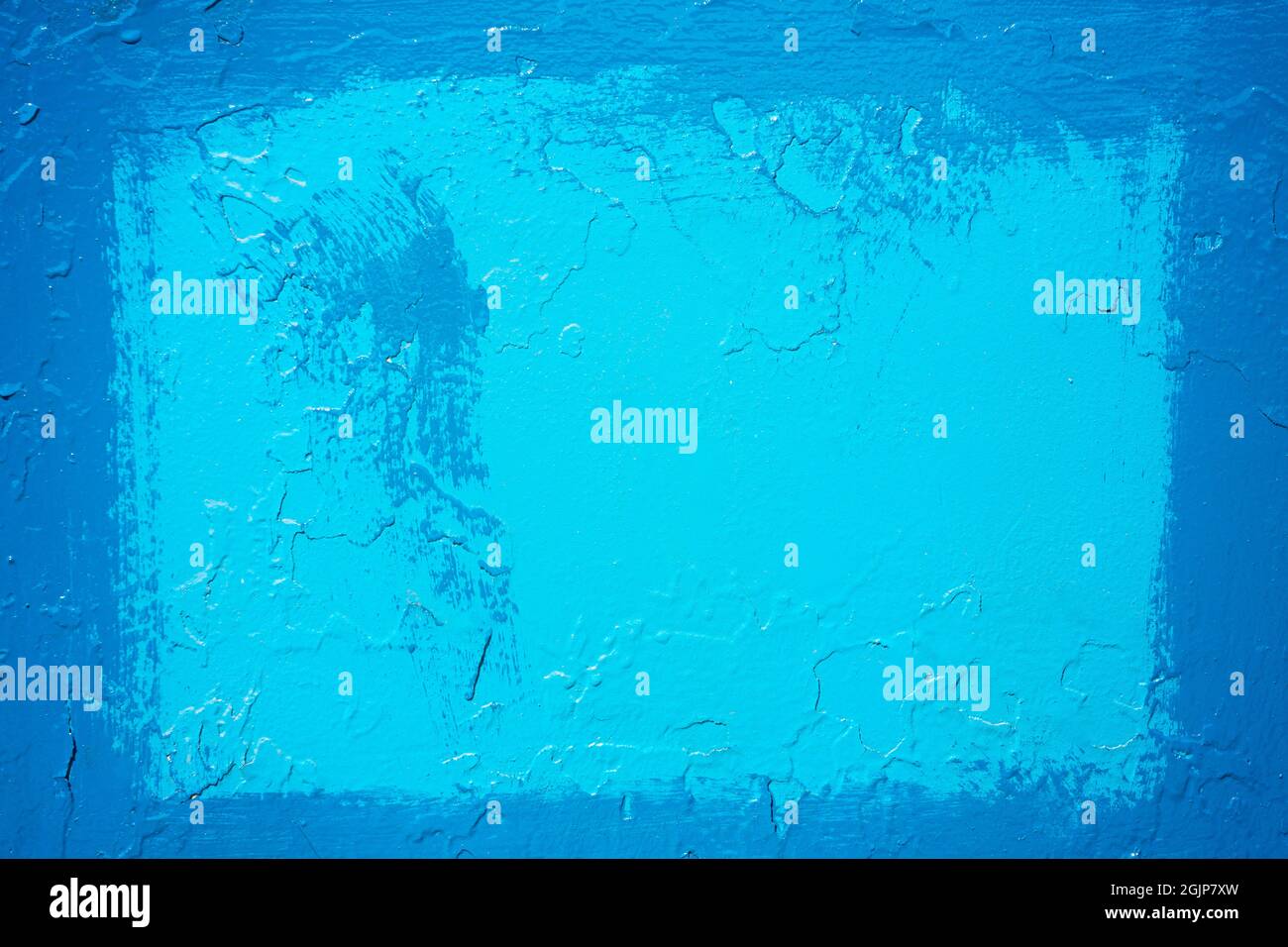 Abstract blue background. Square frame blue paint. Empty surface with ...