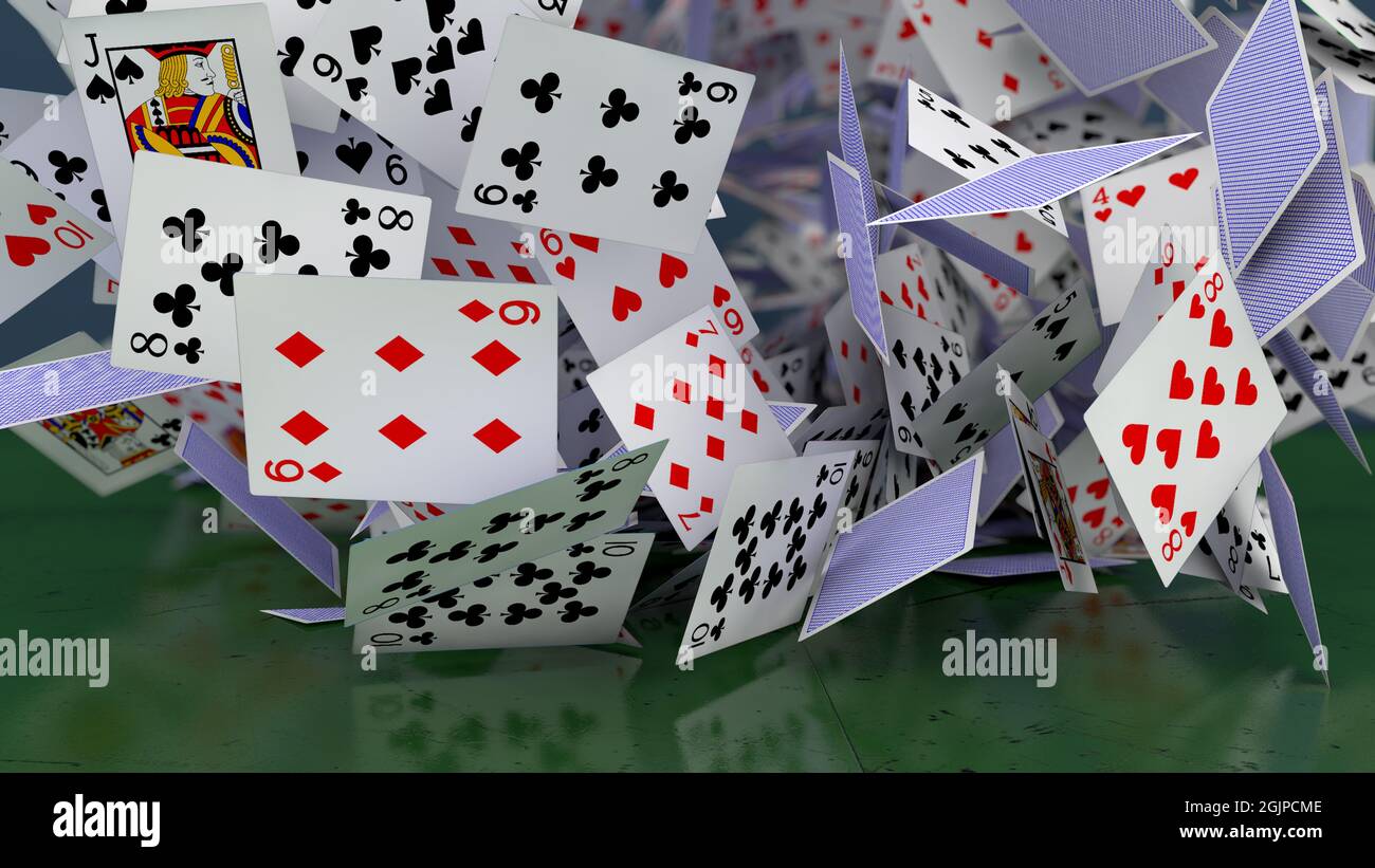 3d render Poker cards falling Stock Photo - Alamy