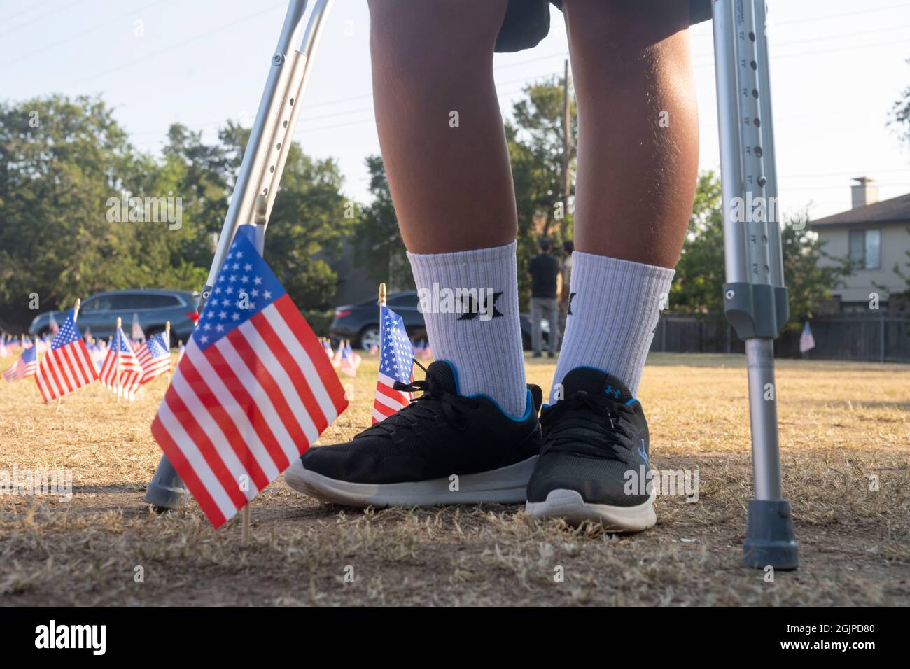 Austin, Texas USA, September 11, 2021: Residents commemorate the 20th ...