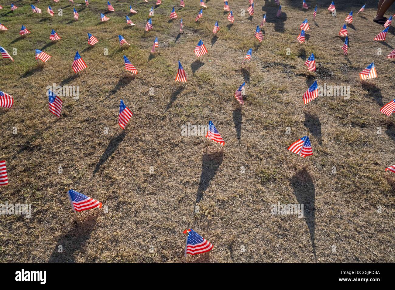 Austin, Texas USA, September 11, 2021: Residents commemorate the 20th ...