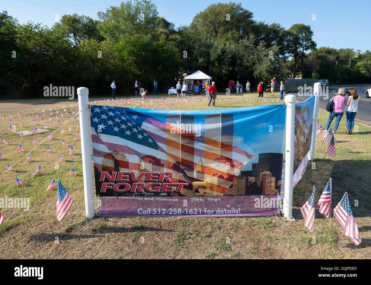 Austin, Texas USA, September 11, 2021: Residents commemorate the 20th ...