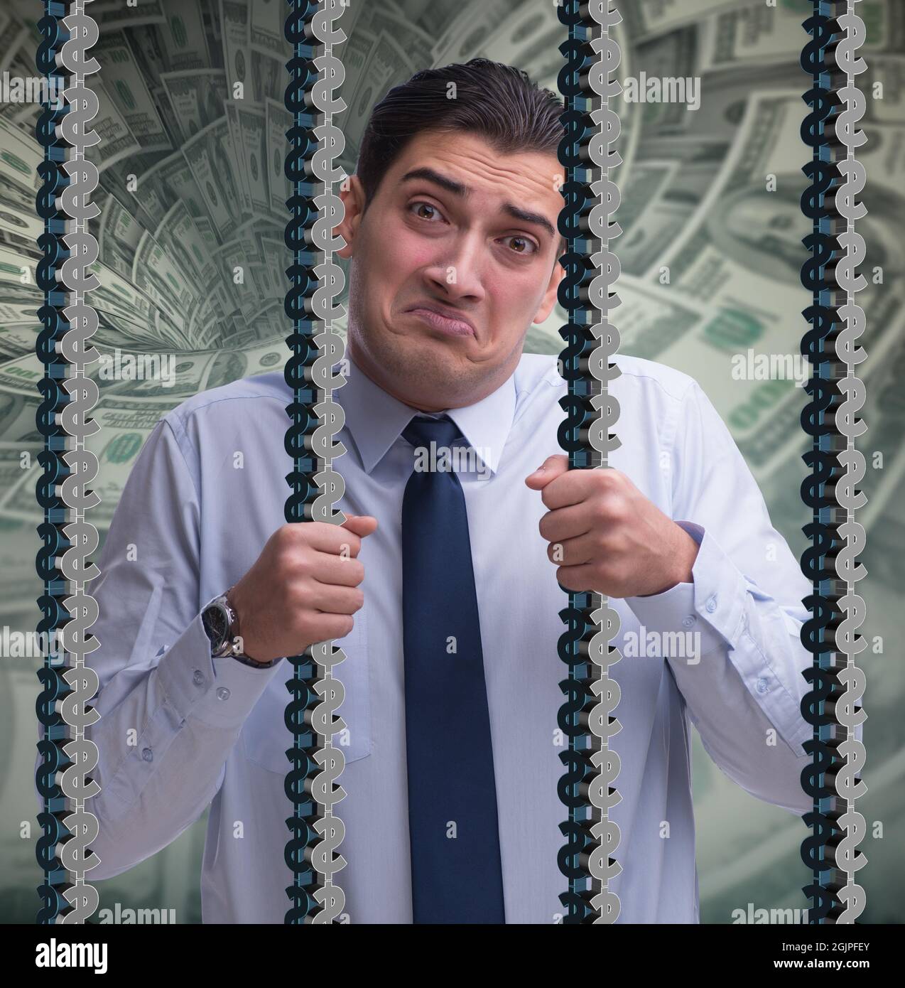 The man trapped in prison with dollars Stock Photo - Alamy