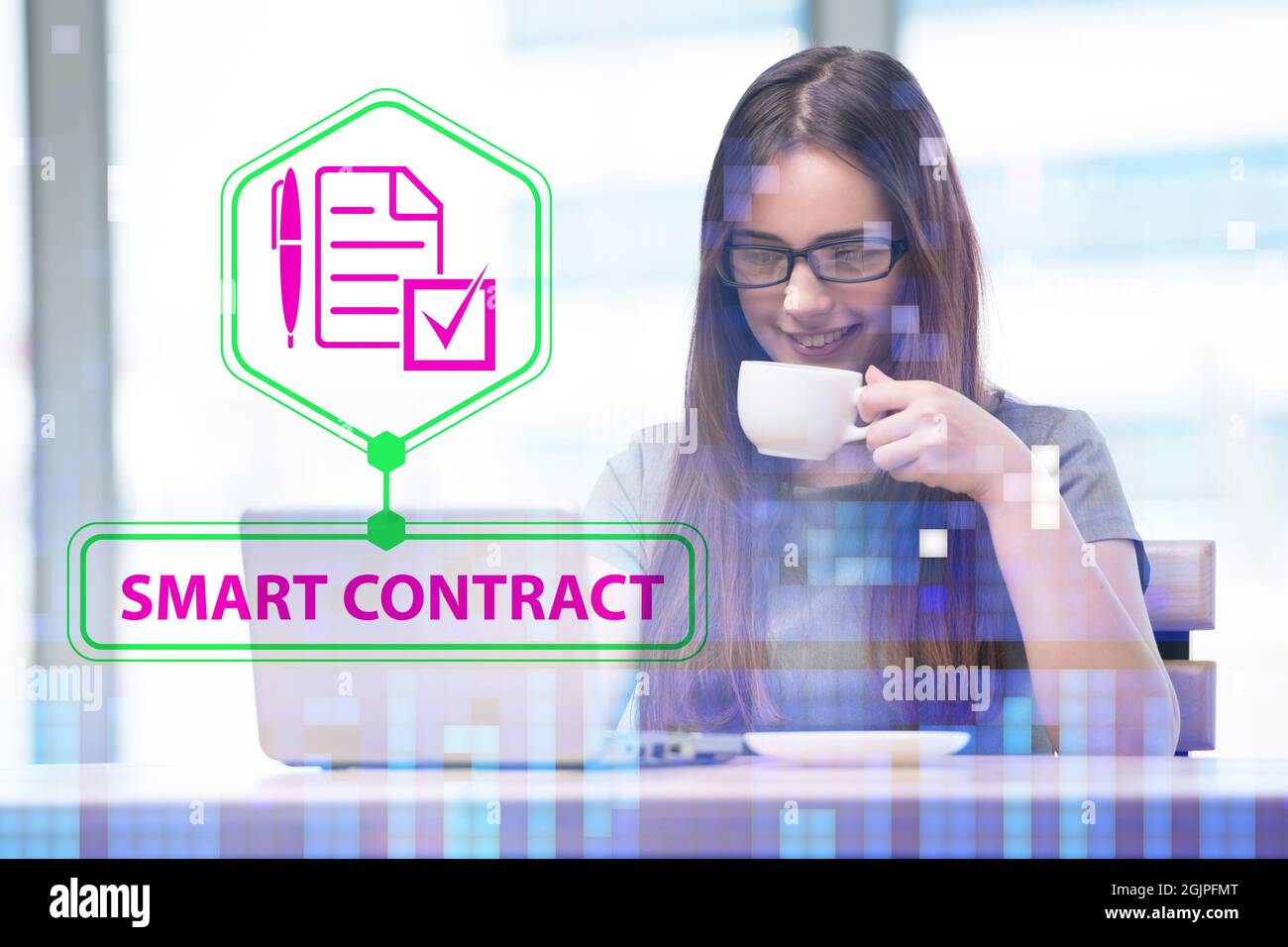 Smart contract as the illustration of blockchain concept Stock Photo ...