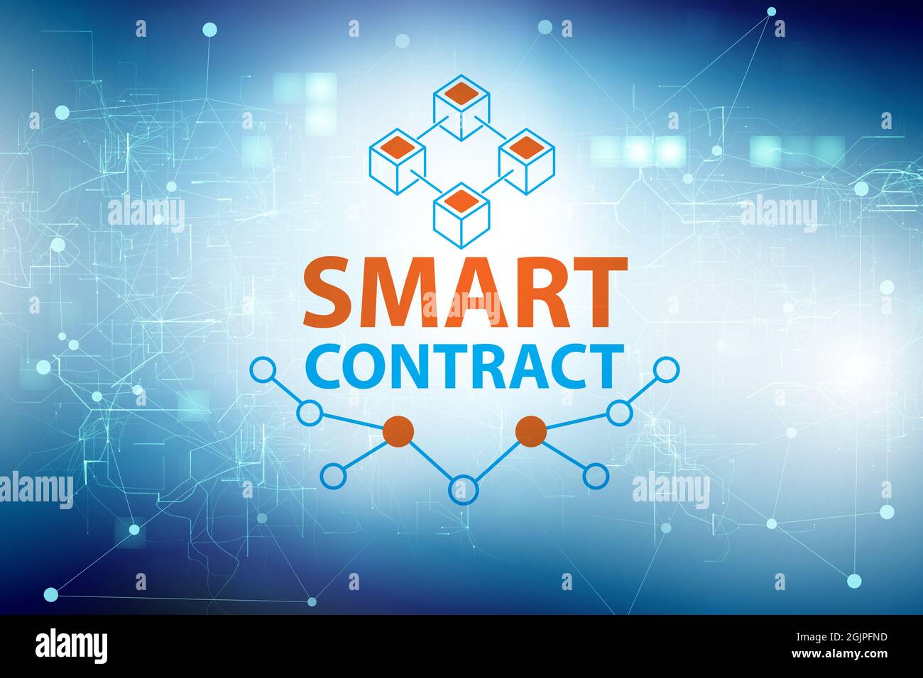 Smart contract as the illustration of blockchain concept Stock Photo ...