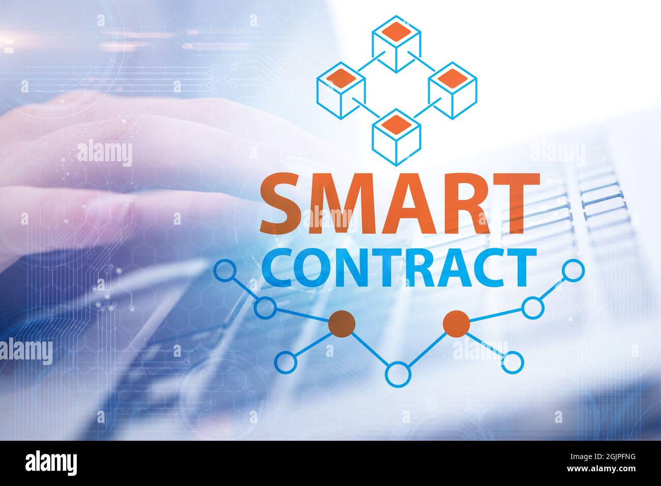 Smart contract as the illustration of blockchain concept Stock Photo ...