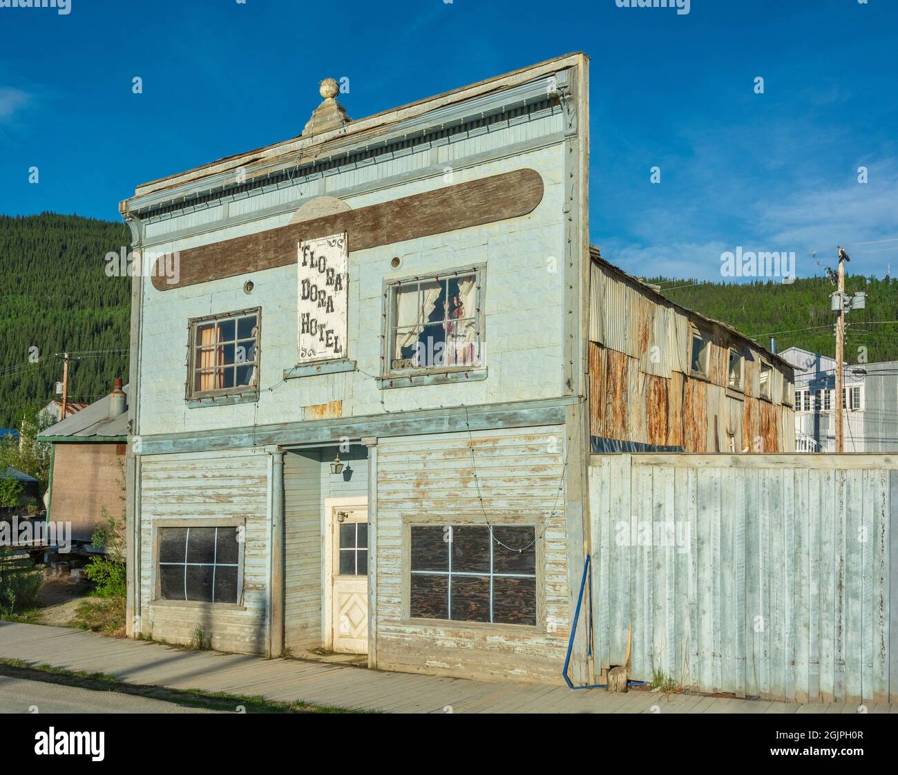 Canada, Yukon Territory, Dawson City, Flora Dora Hotel, abandoned ...