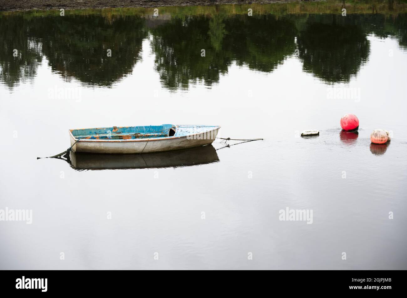 Boat in sea water for tranquility calm peace and mindfulness Stock ...
