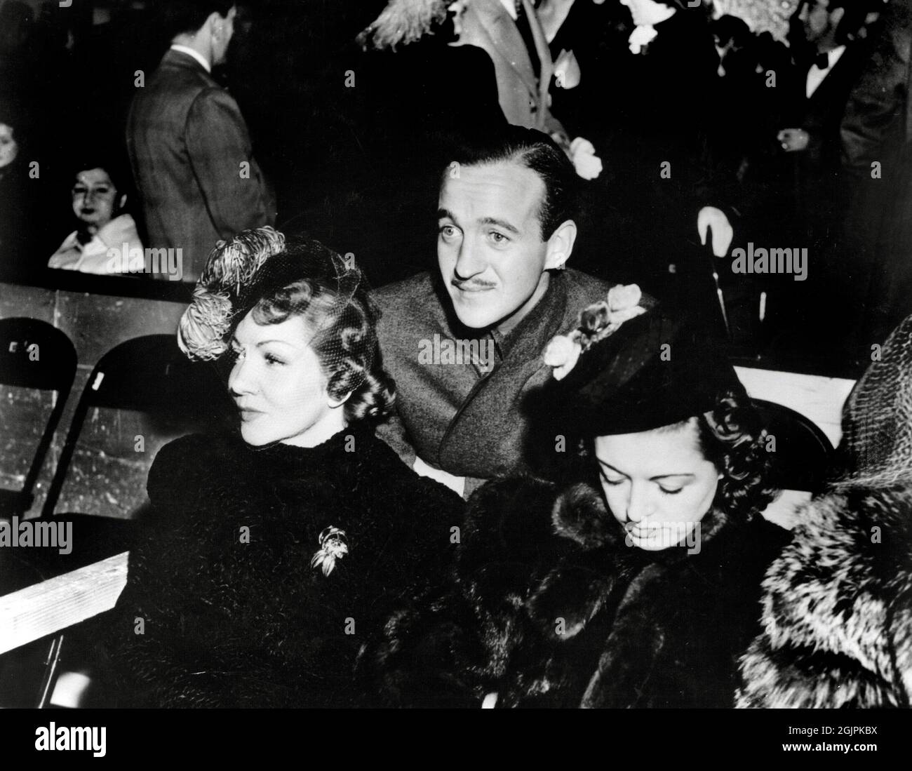 Claudette Colbert, David Niven, circa 1938 / File Reference # 34145-452THA Stock Photo - Alamy