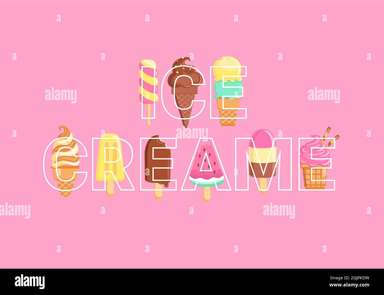 Word ice creams full of sundaes on background Stock Vector Image & Art ...