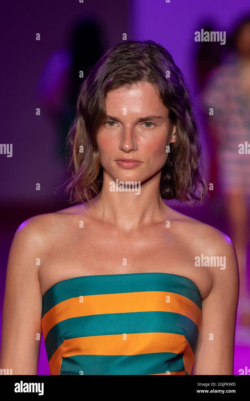New York, United States. 10th Sep, 2021. A model walks the runway at ...