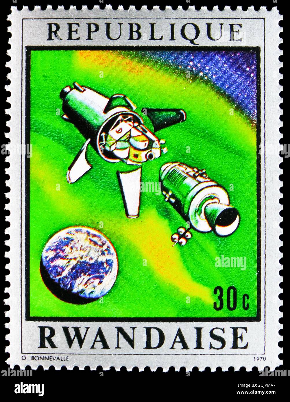 MOSCOW, RUSSIA - APRIL 17, 2021: Postage stamp printed in Rwanda shows ...