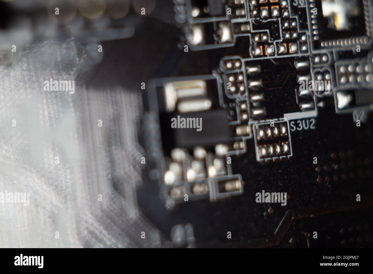 Closeup of ports on a circuit board or motherboard Stock Photo - Alamy