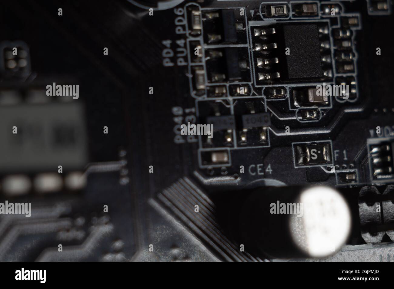 Closeup of ports and buttons on a mainboard Stock Photo - Alamy