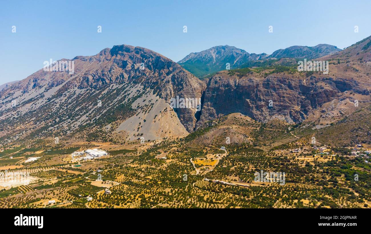 Crete mountain landscape, top view Stock Photo - Alamy