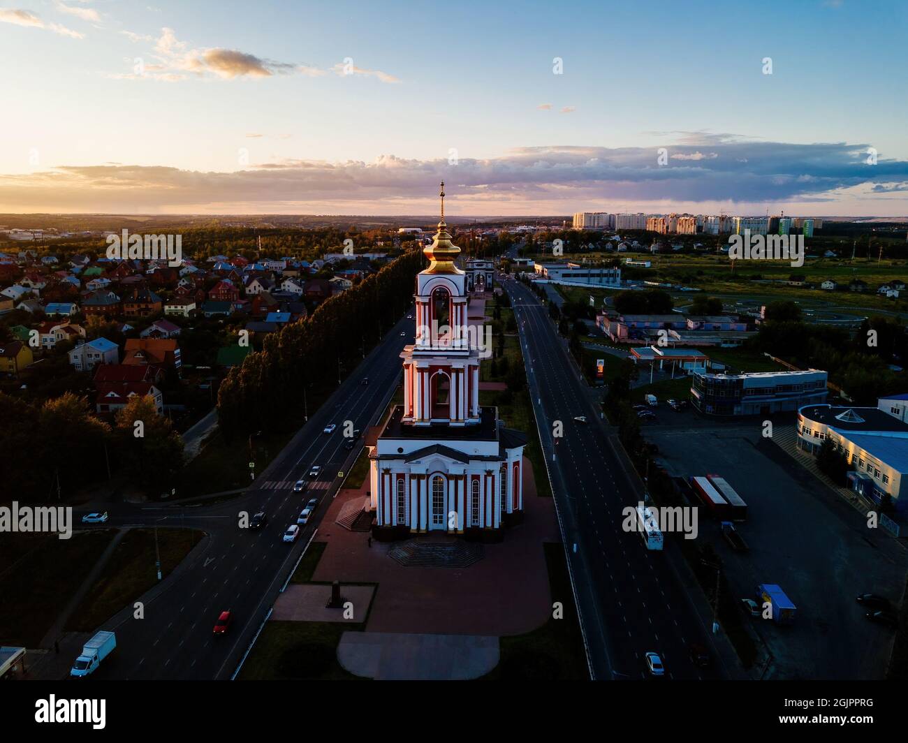 Temple Martyr St. George at the memorial complex in Kursk, aerial view ...